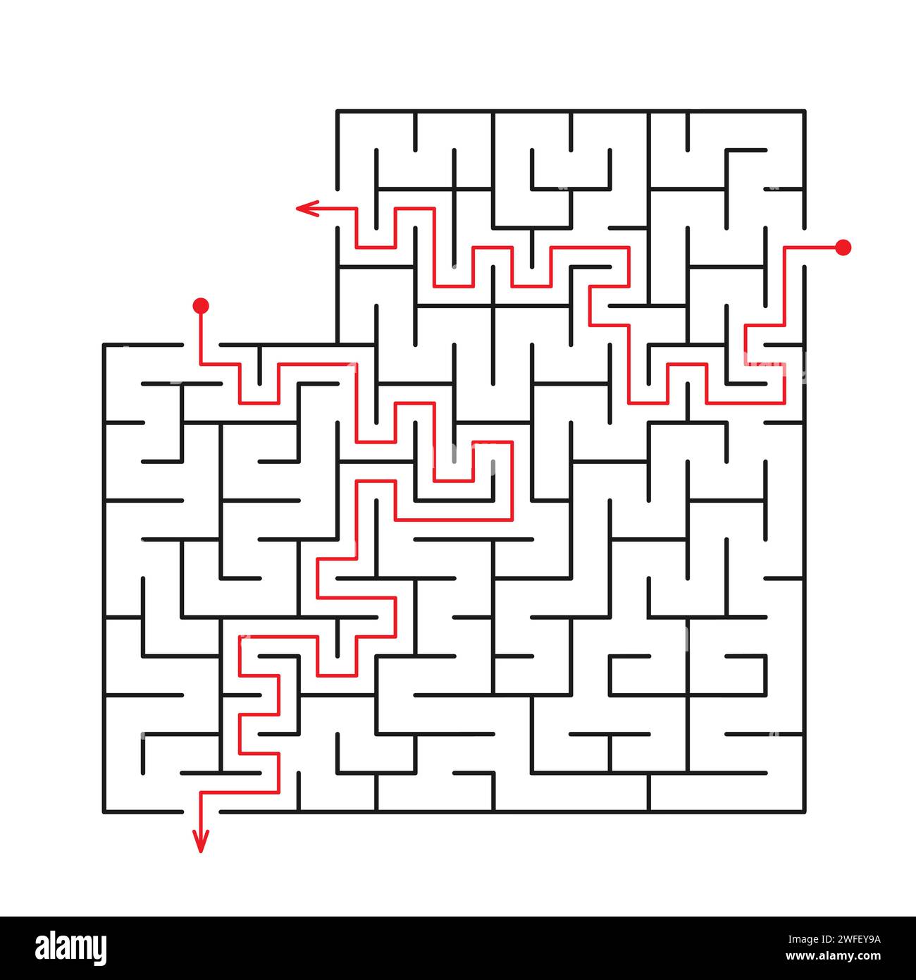 Vector illustration. Template for an educational logical game labyrinth ...
