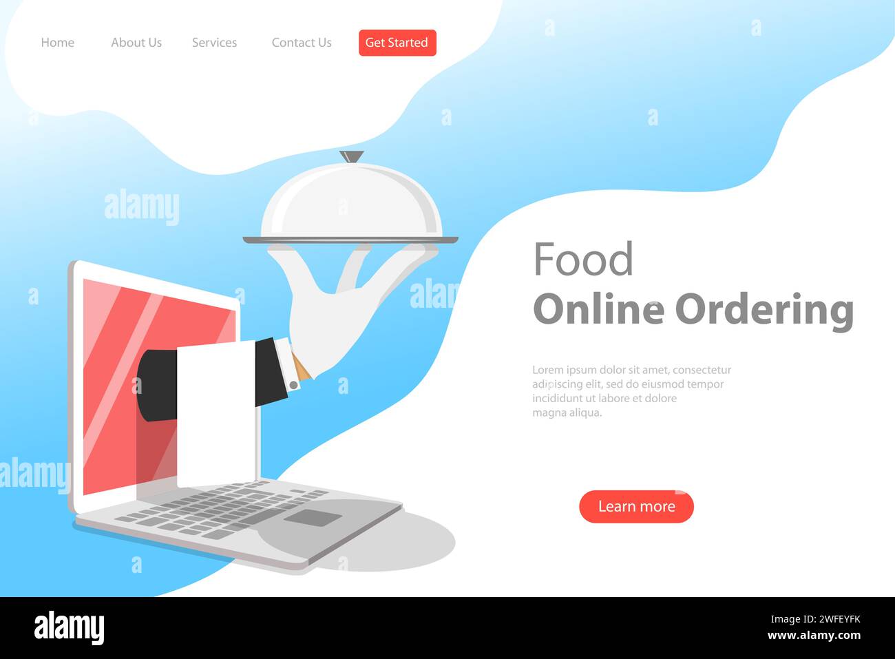 Isometric flat vector landing page template for online food ordering ...