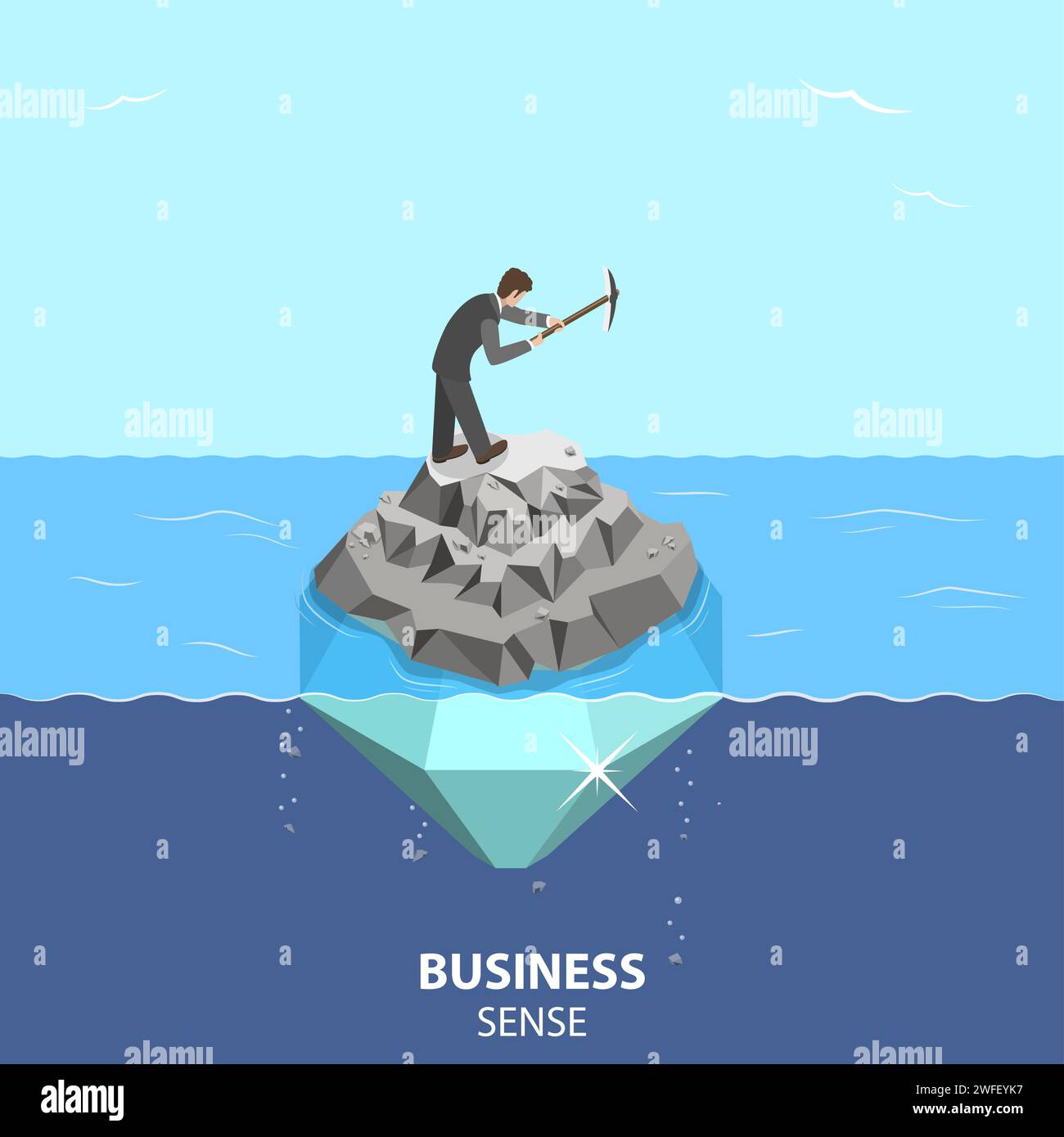 Isometric flat vector concept of business vision and strategy, investment sense, leadership ...