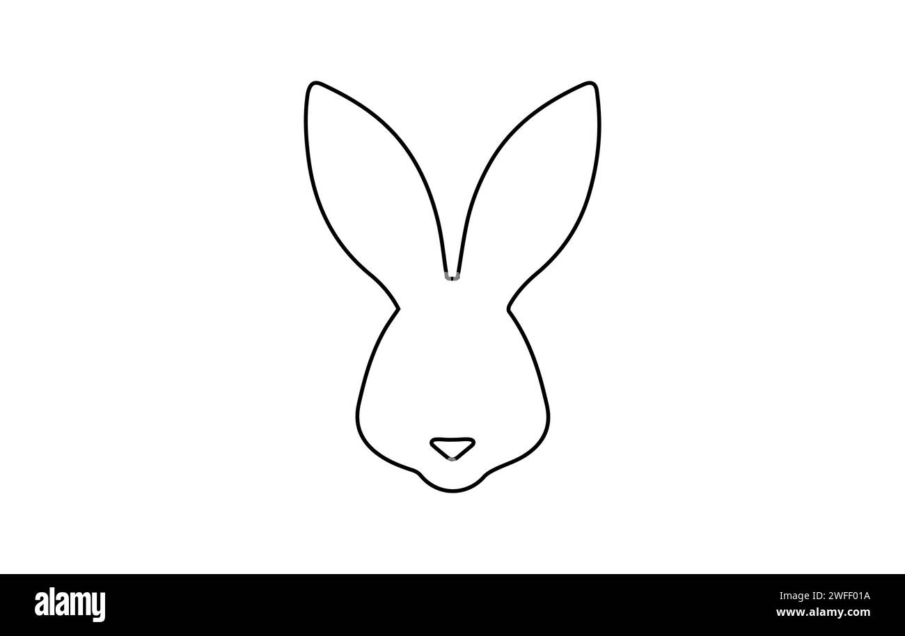 Rabbit head outline. Easter Bunny. Isolated on a white background. A ...