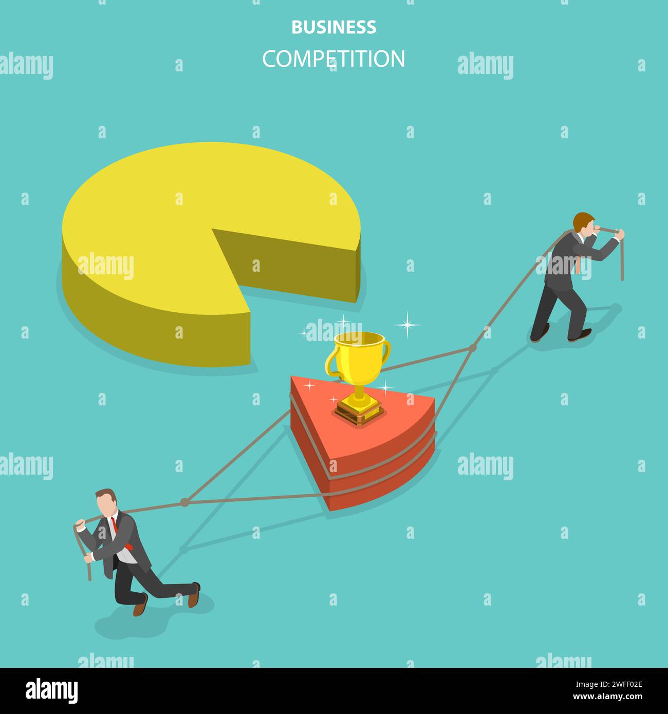 Business competition flat isometric vector concept. Two businessmen are ...