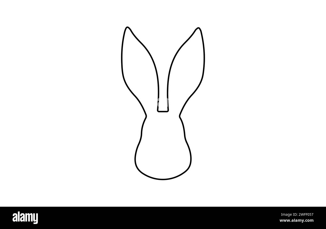 Rabbit head outline. Easter Bunny. Isolated on white background. A ...