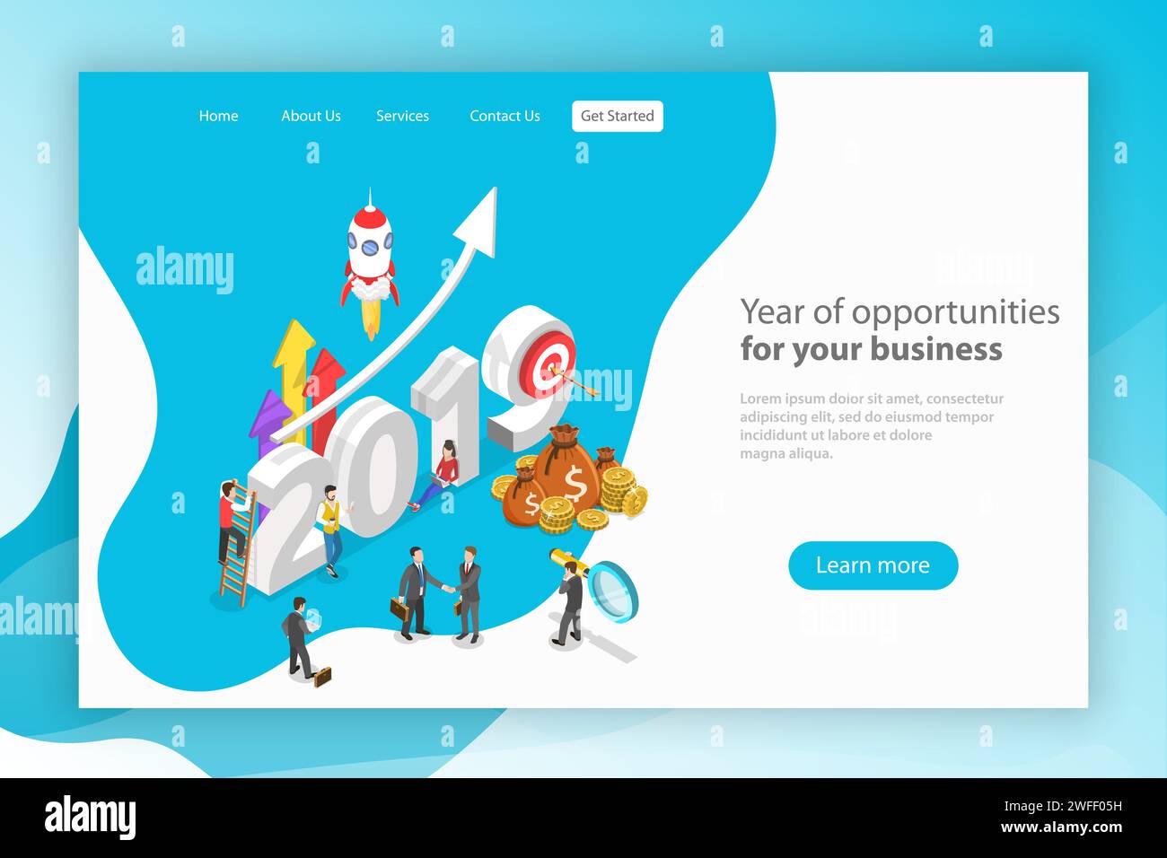 Year of opportunities for you business. Isometric flat vector landing ...
