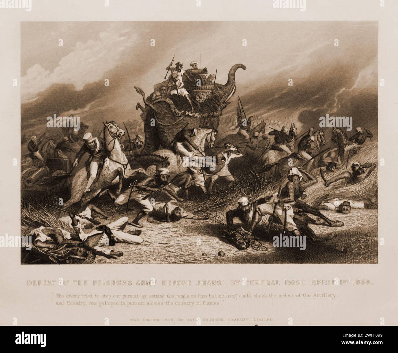 engraving of the defeat of the Peshwa's army before Jhansi by General ...