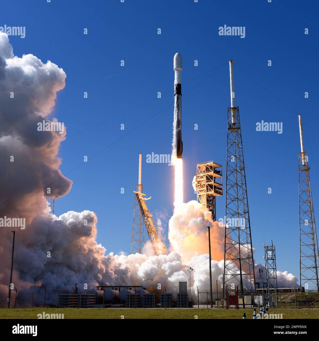 A SpaceX Falcon 9 rocket launches Northrop Grumman's Cygnus Cargo Freighter on mission NG-20 for ...