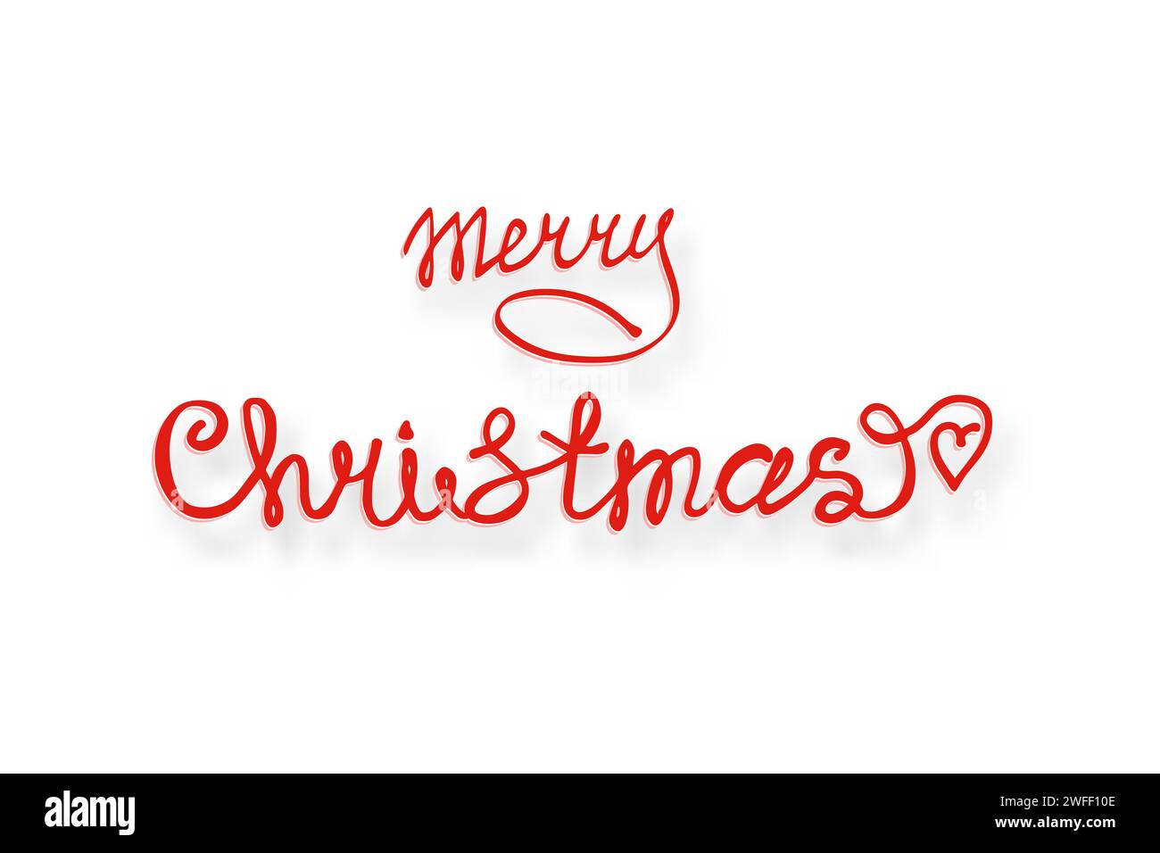 Merry Christmas red hand lettering inscription for winter holiday ...