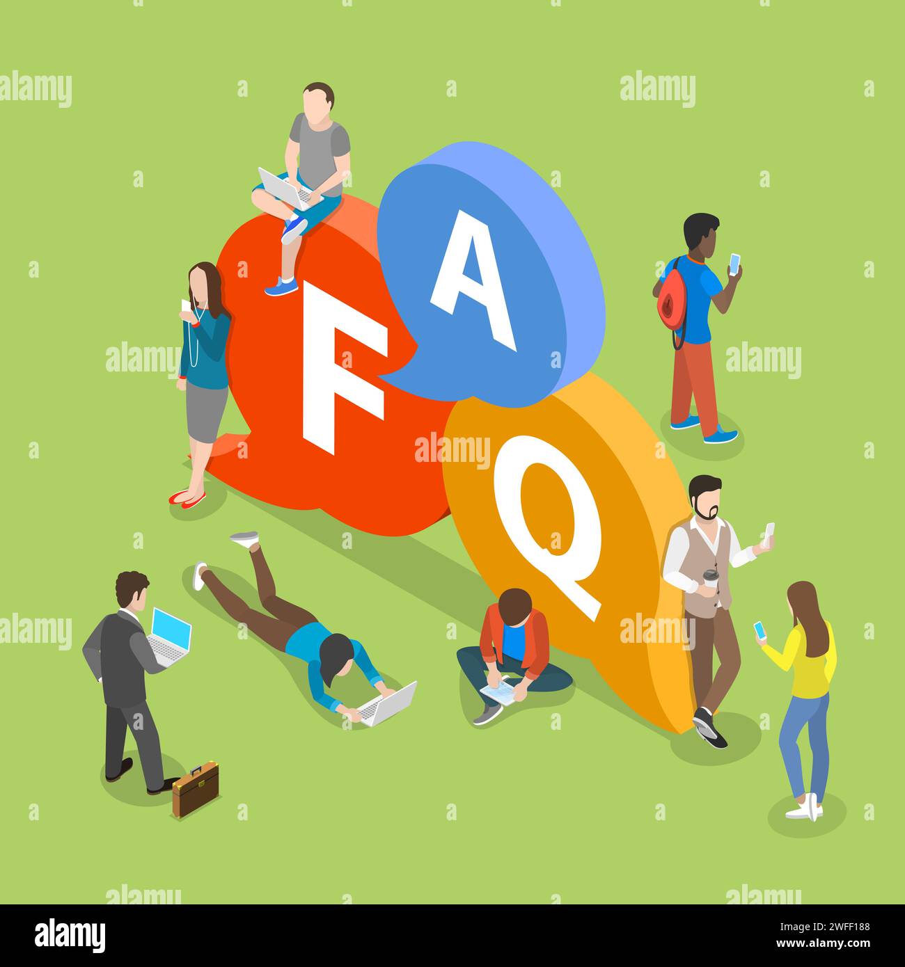FAQ flat isometric vector concept of Frequently Asked Questions, help ...