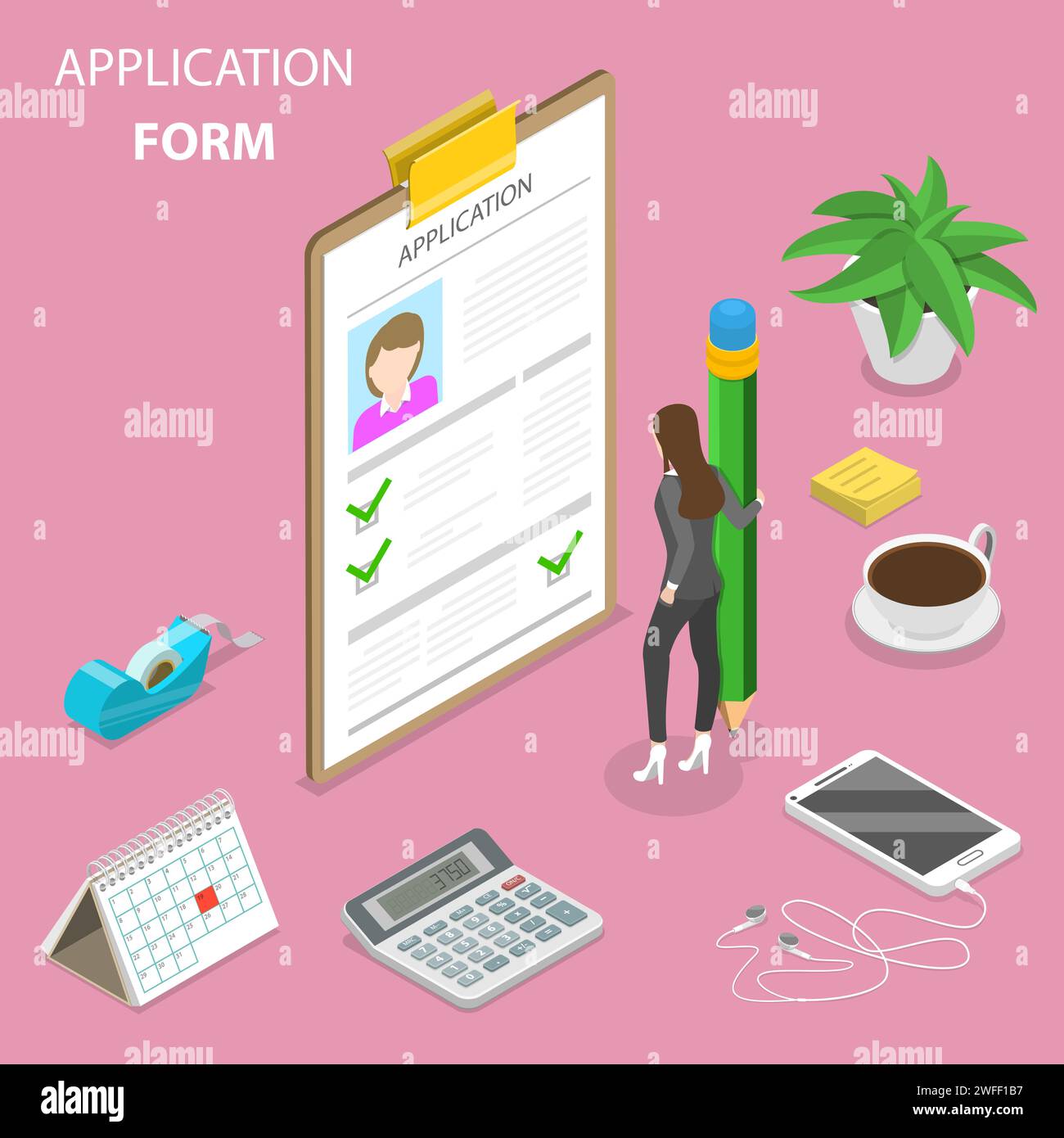 Flat isometric vector concept of application form, online survey, questionnaire, v Stock Vector ...