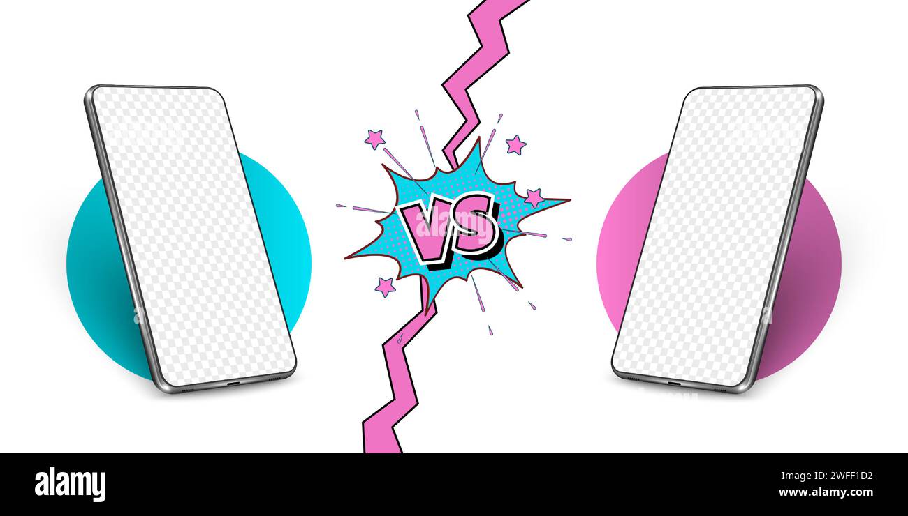 Template for Smartphones Compare in Retro Comic Style, Smartphone Frame ...