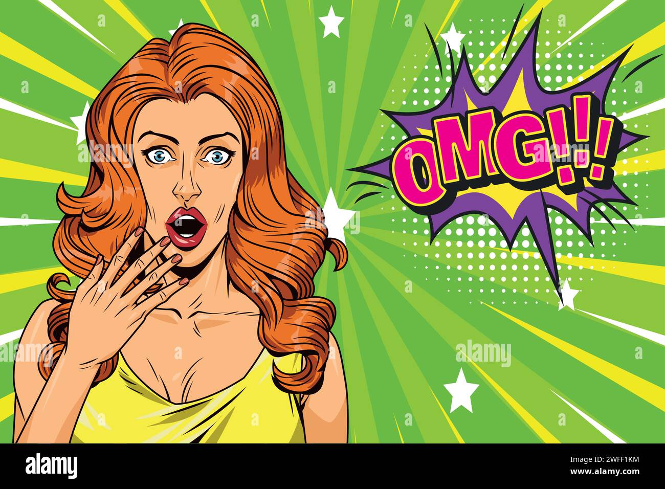 Cartoon attractive woman wow face hi-res stock photography and images ...