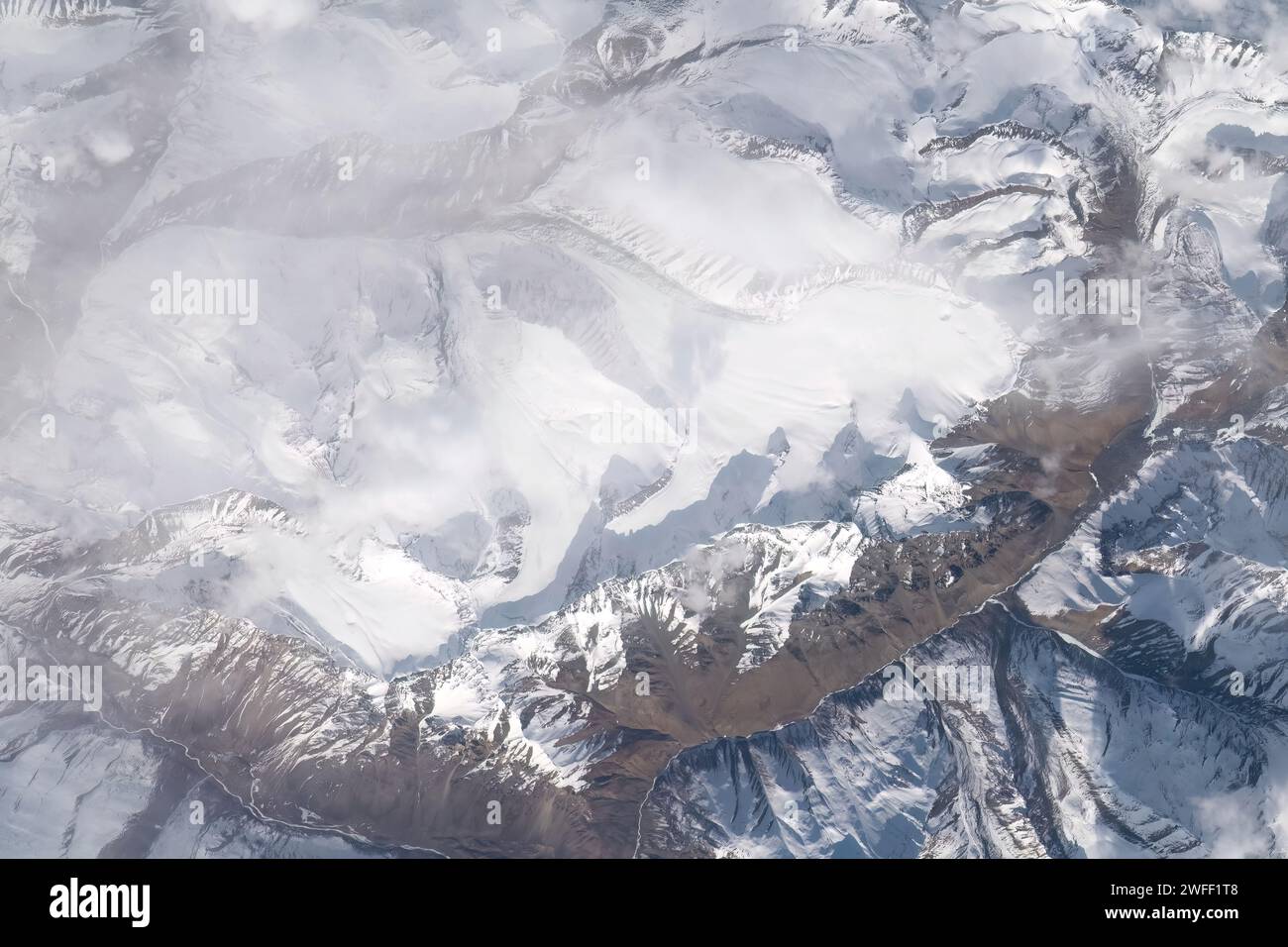 Winter snow in landscape over the border of India and China Stock Photo ...