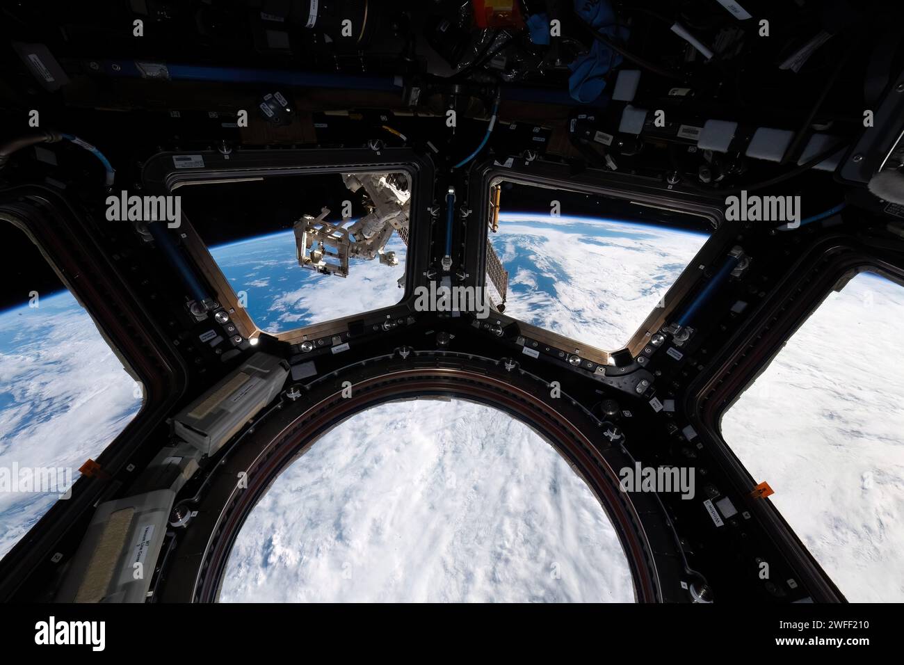 Planet Earth framed in the ISS cupola, New Zealand Stock Photo - Alamy