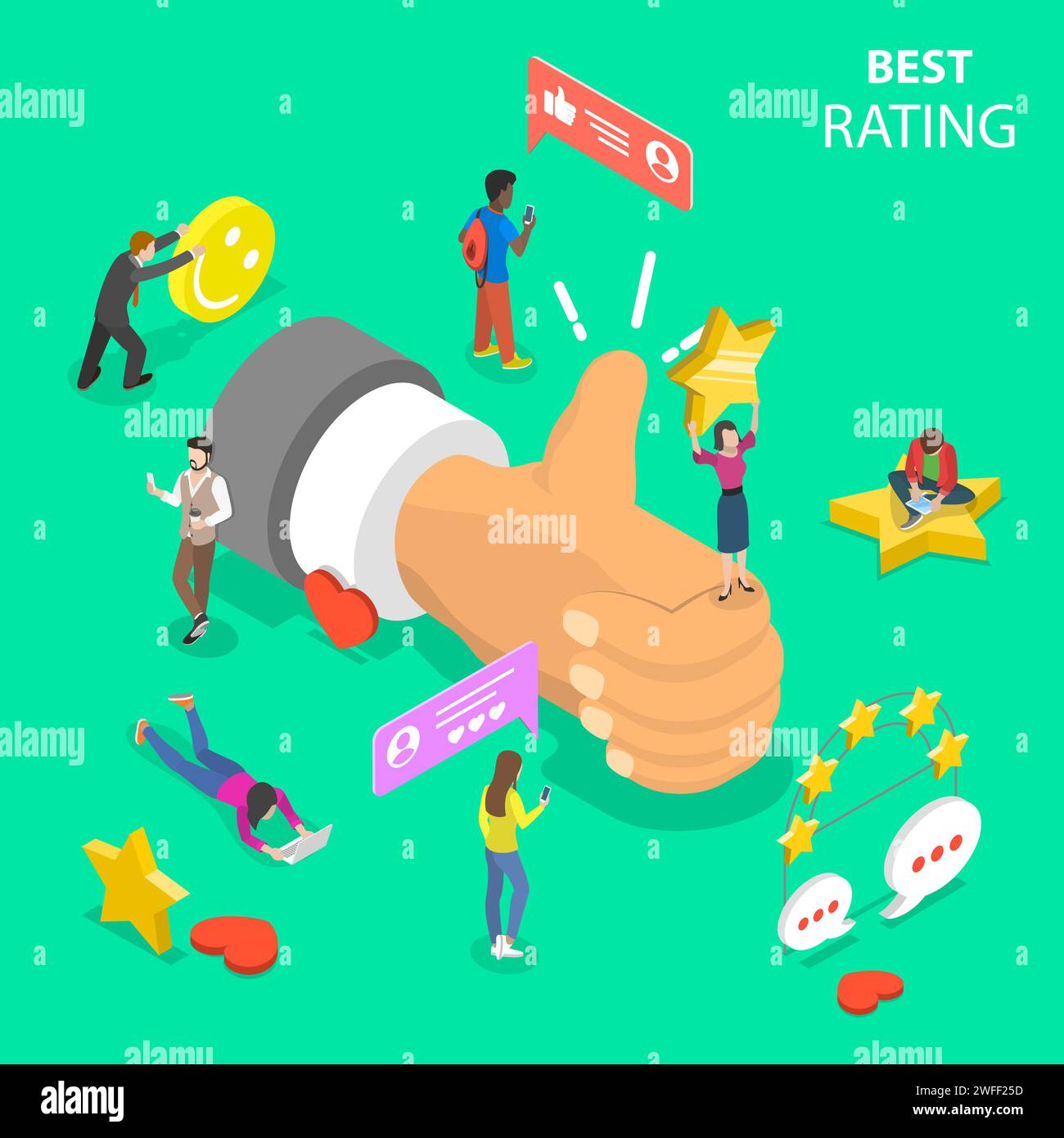 Flat isometric vector concept of best rating Stock Vector Image & Art ...