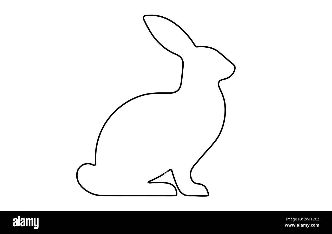 Rabbit outline. Easter Bunny. Isolated on white background. A simple ...