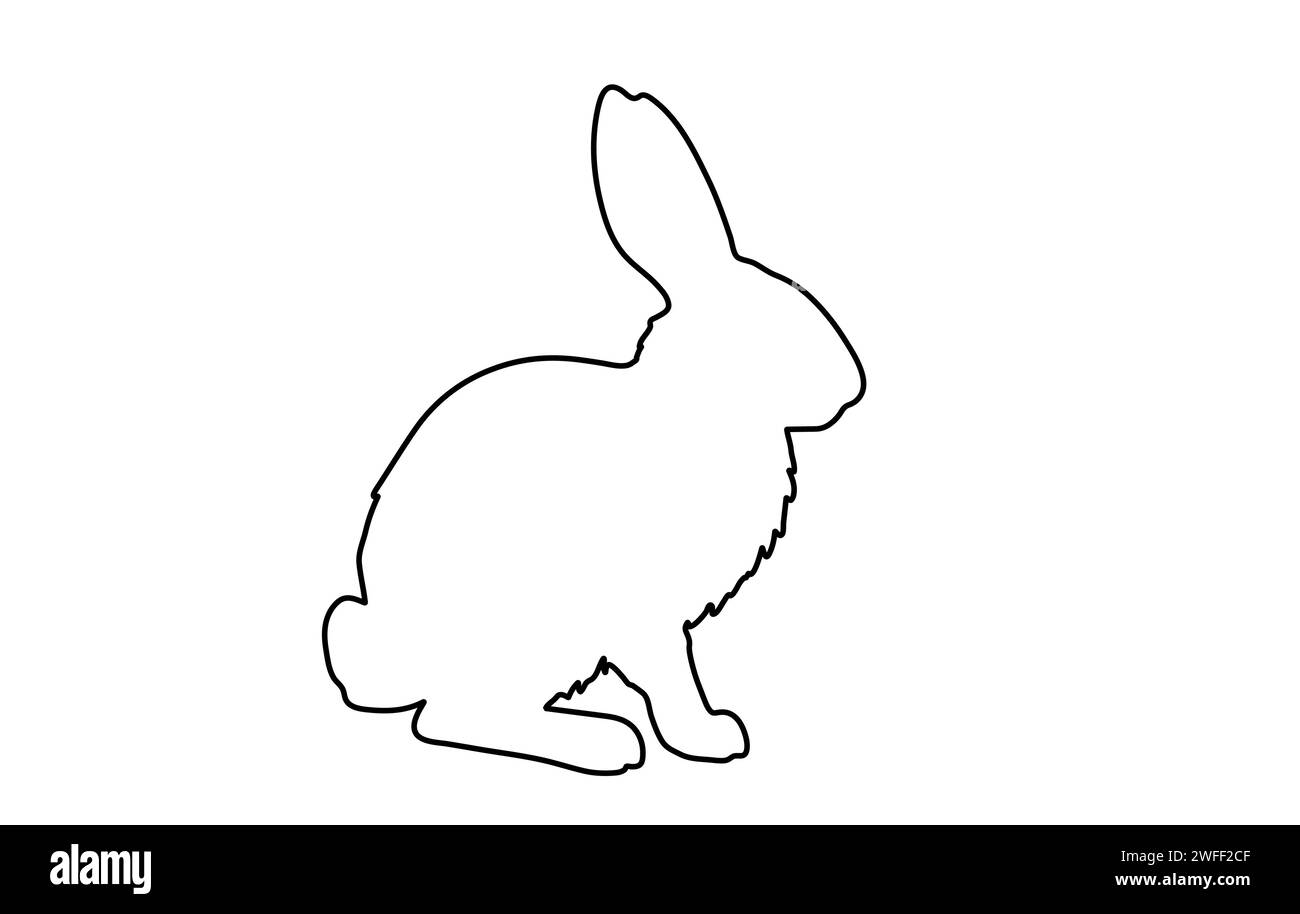 Rabbit outline. Easter Bunny. Isolated on a white background. A simple ...