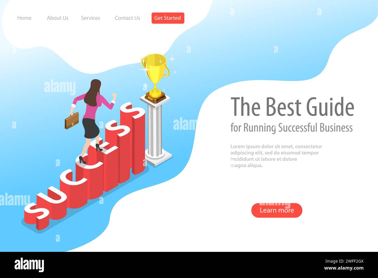 Isometric flat vector landing page template of success, competition ...