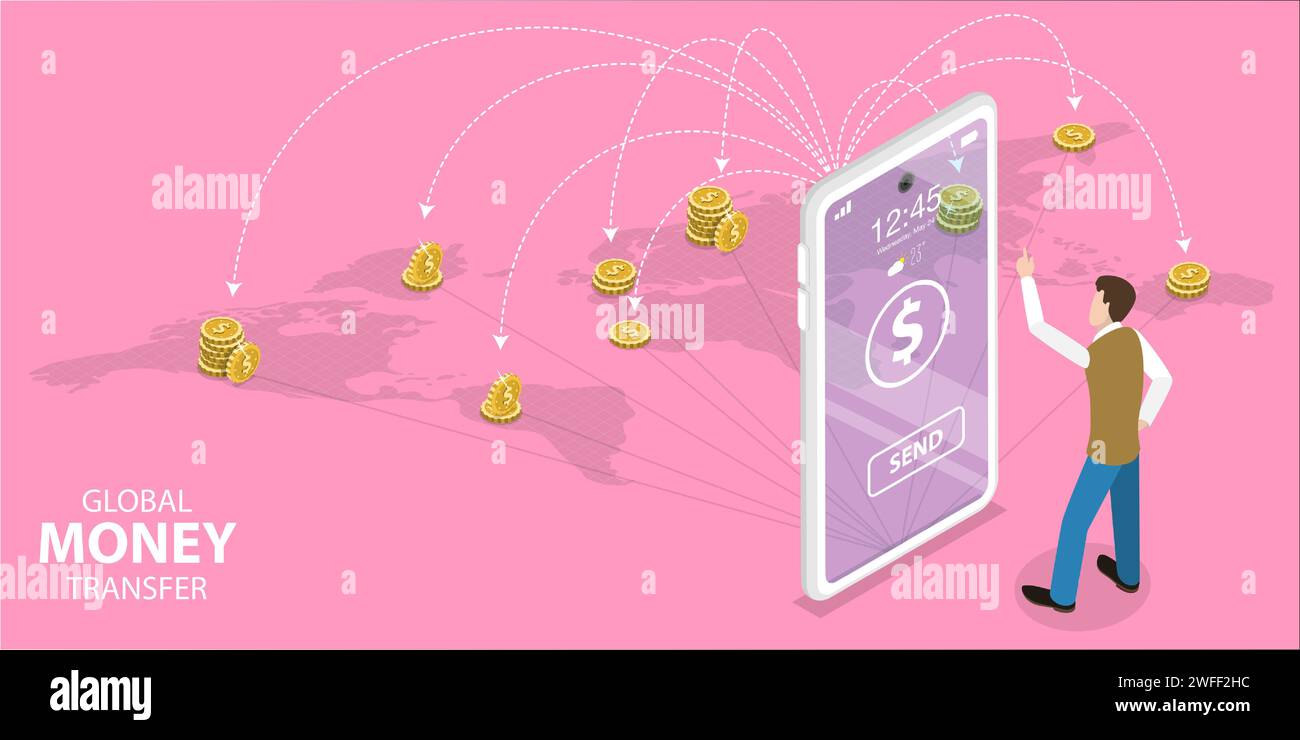 Transfer money abroad Stock Vector Images - Alamy