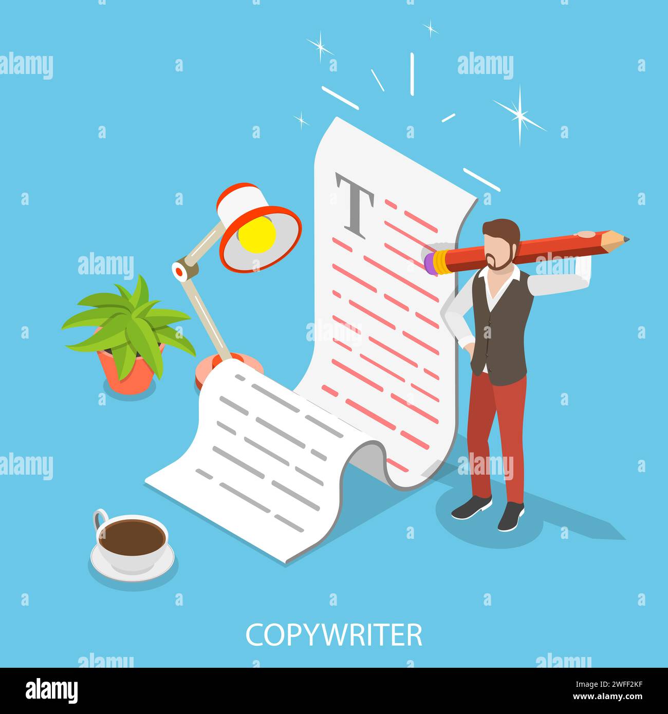 Flat isometric vector concept of creative writing, copywriting, content ...