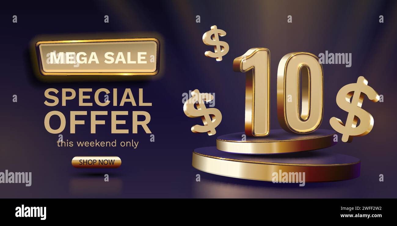 Coupon special voucher 10 dollar, Check banner special offer. Vector ...