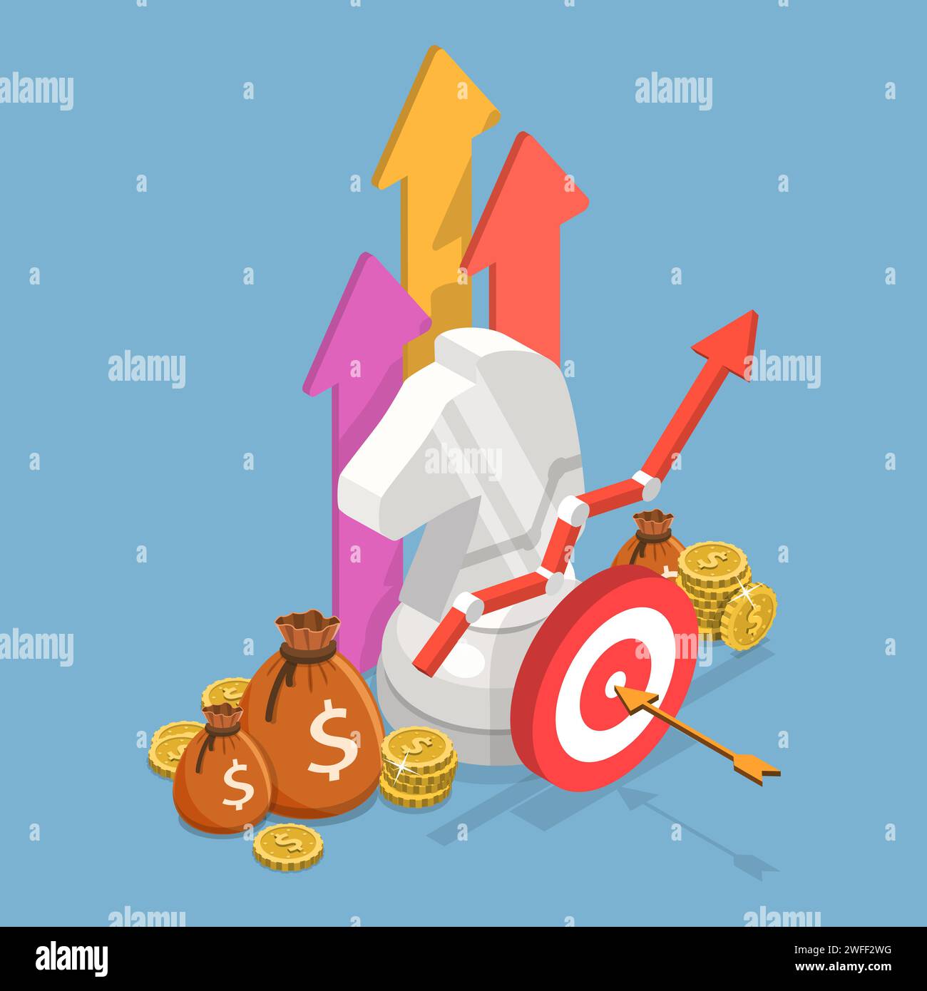 Isometric flat vector concept of business strategy, growth planning ...