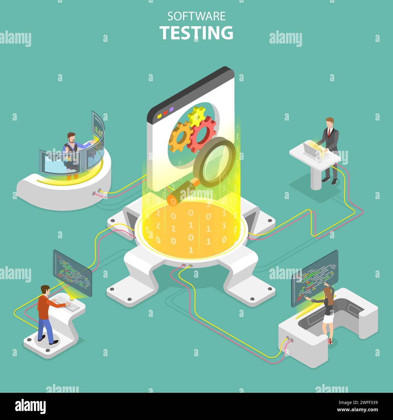 Isometric flat vector concept of software quality assurance, SQA ... Isometric flat vector concept of software quality assurance, SQA ...