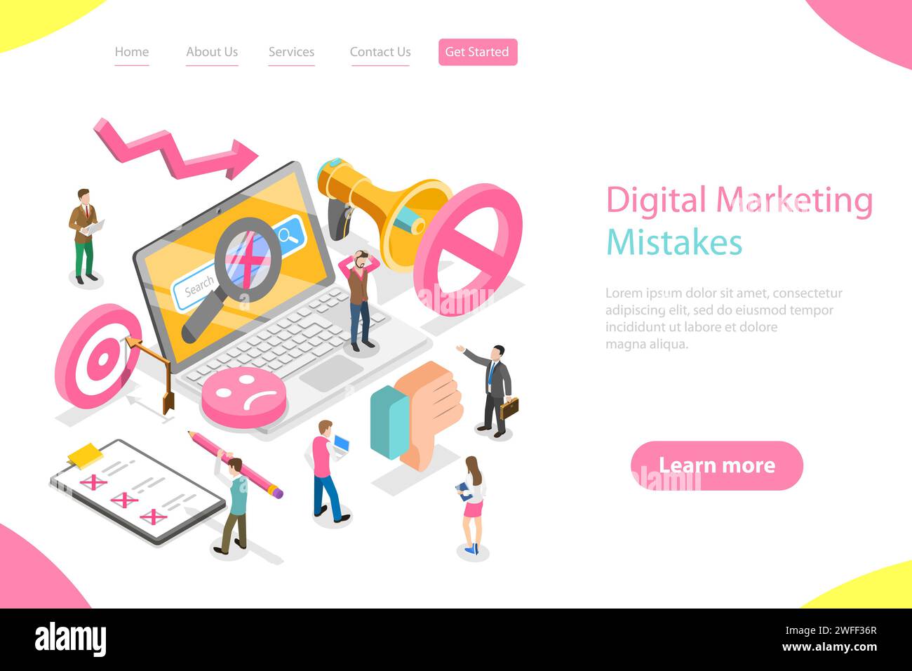 Isometric flat vector landing page template of digital marketing ...