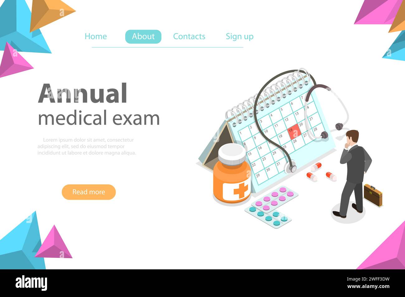 Isometric flat vector concept of Regual medical checkup, health exam ...