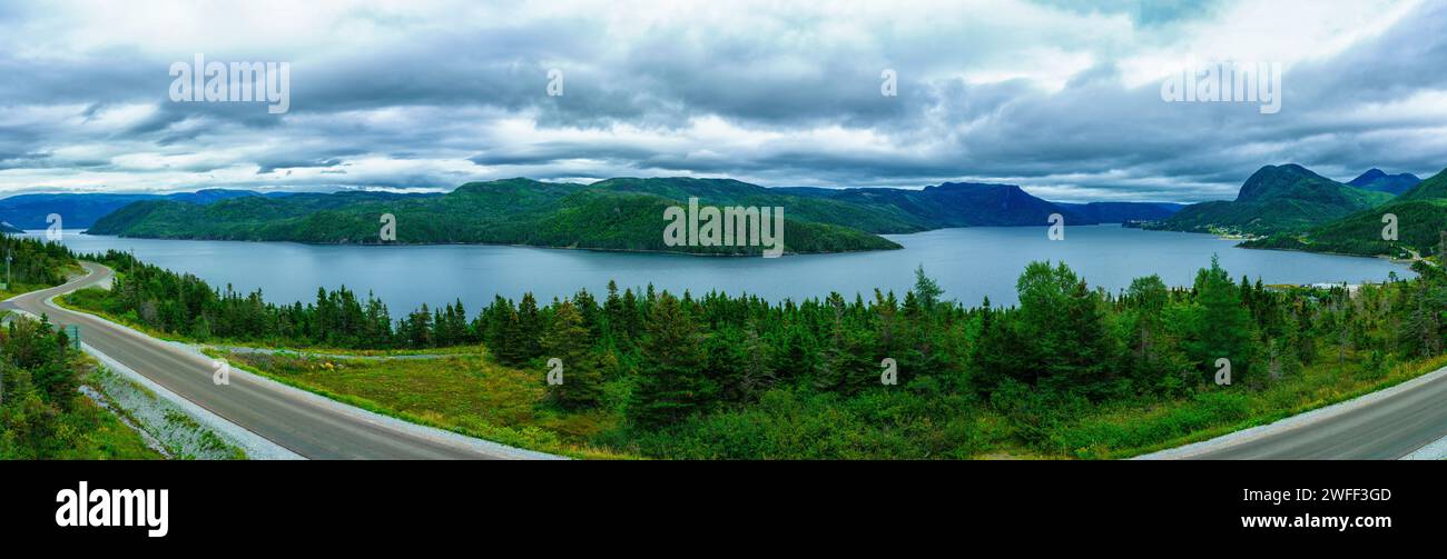 Road and Bonne Bay at Woody Point, Gros Morne National Park ...