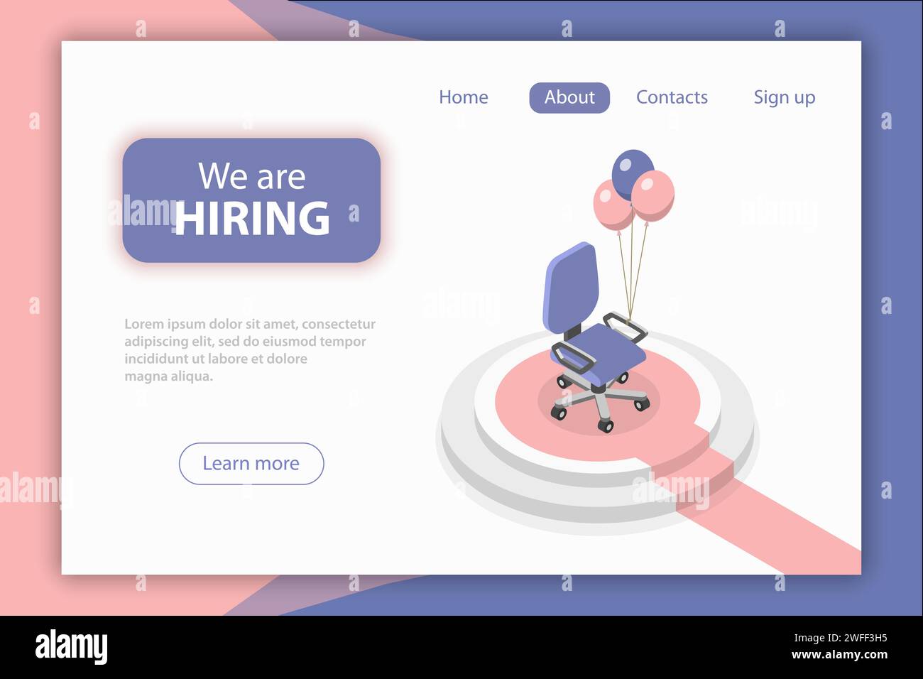 Flat isometric vector concept of employee hiring, open position, empty ...