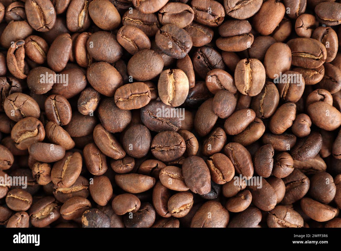 Low Quality Coffee Bean Background, Full Frame of Roasted Bean, Top ...