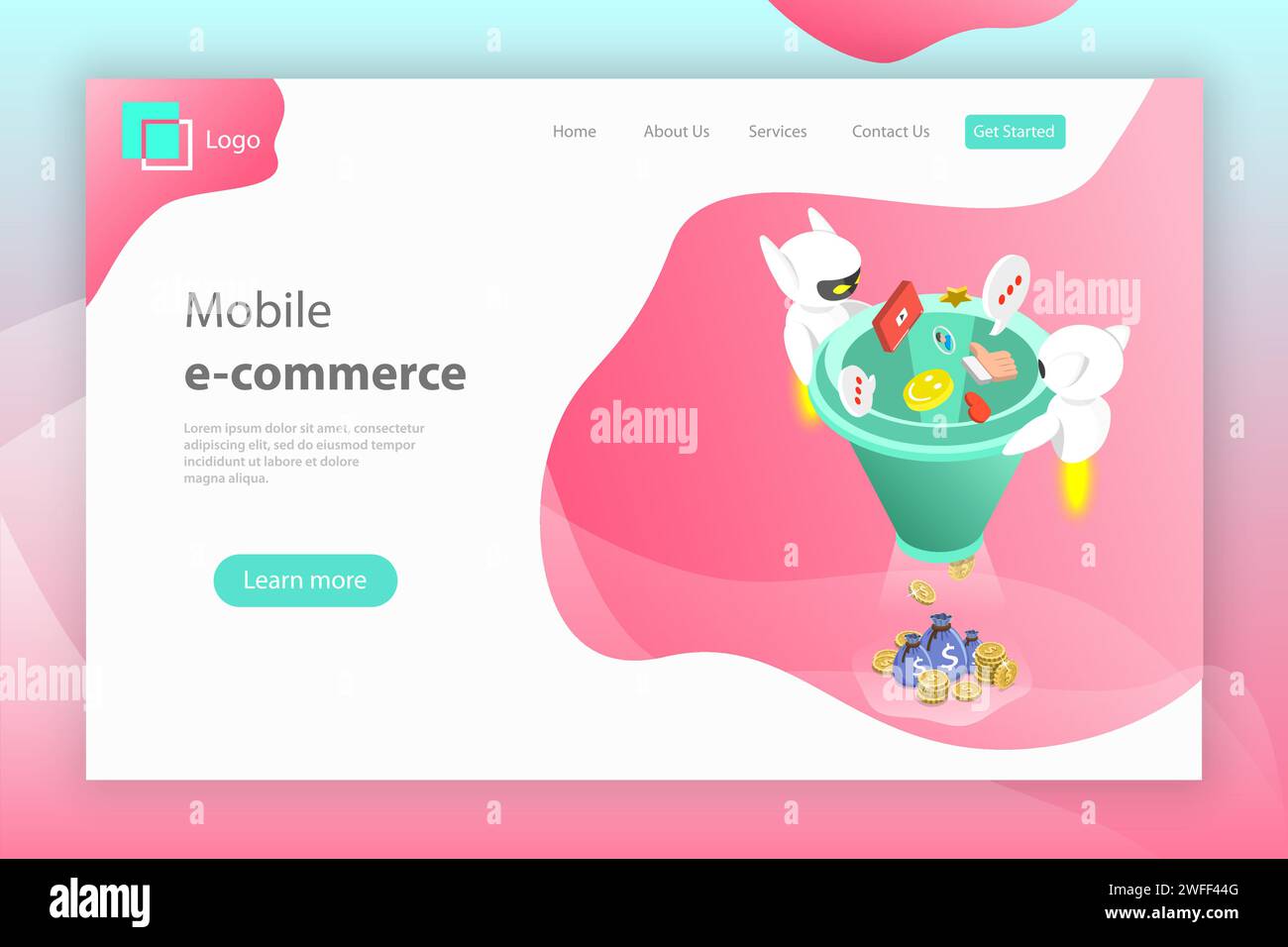 Flat isometric vector landing page header of chatbot sales funnel, ai ... Flat isometric vector landing page header of chatbot sales funnel, ai ...