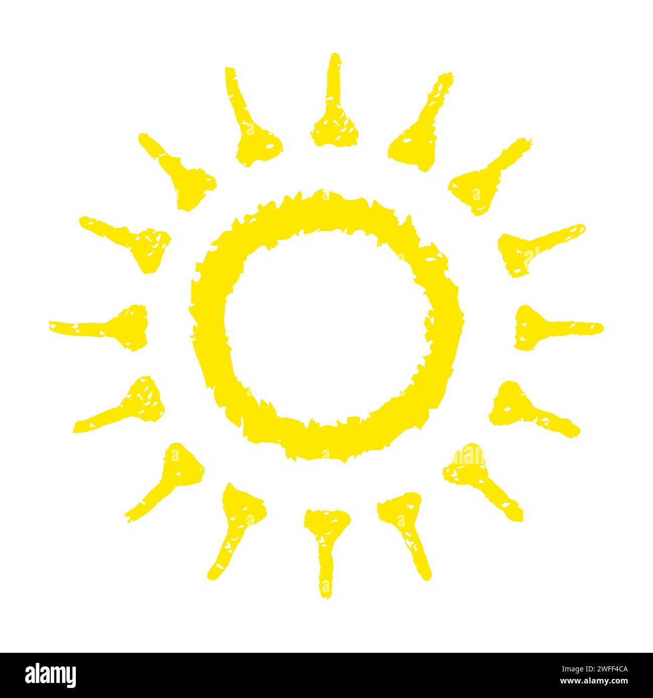 Hand painted sun symbol, hand drawn with crayon Stock Vector Image ...