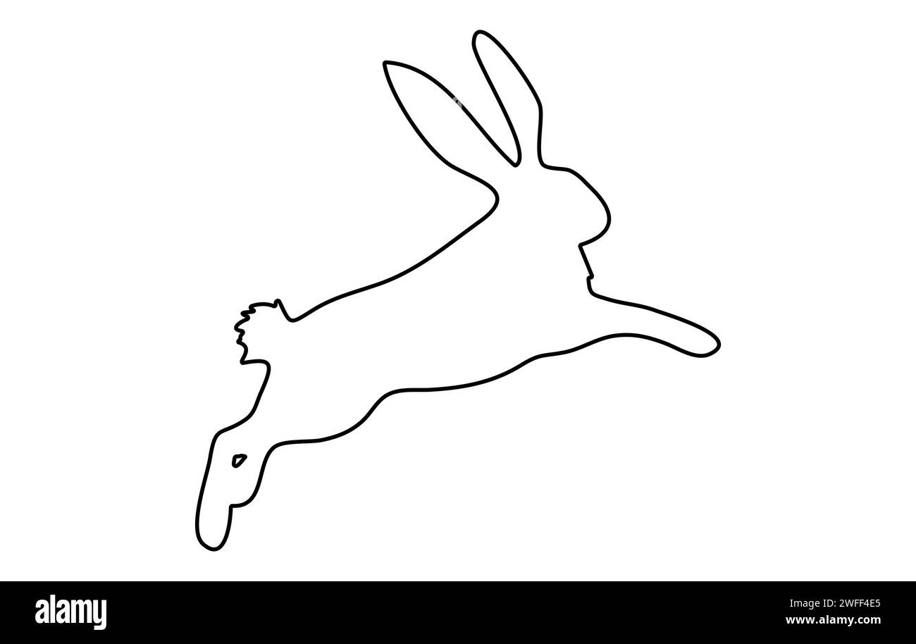 Jumping Rabbit outline. Easter Bunny. Isolated on white background. A ...