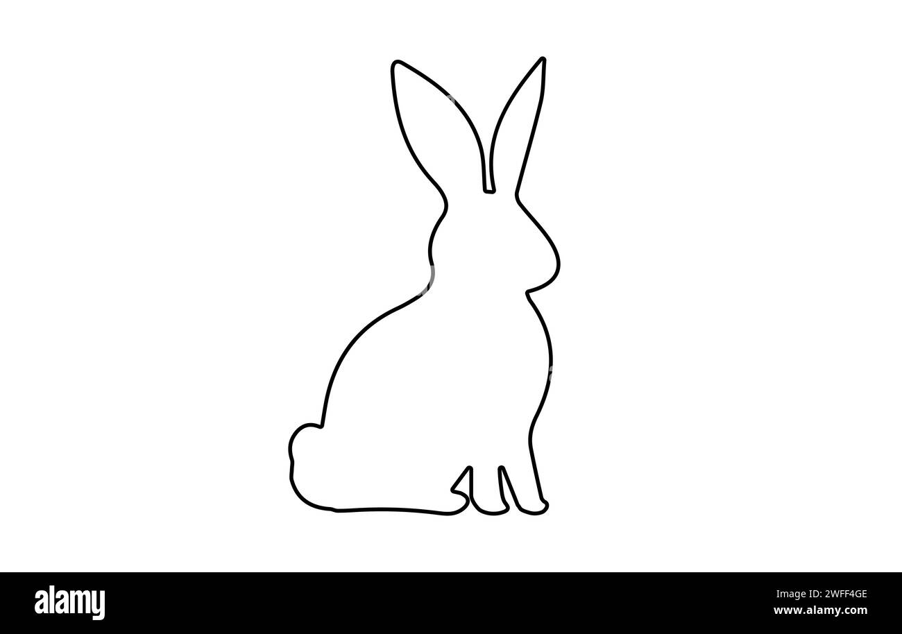Rabbit outline. Easter Bunny. Isolated on white background. Simple ...