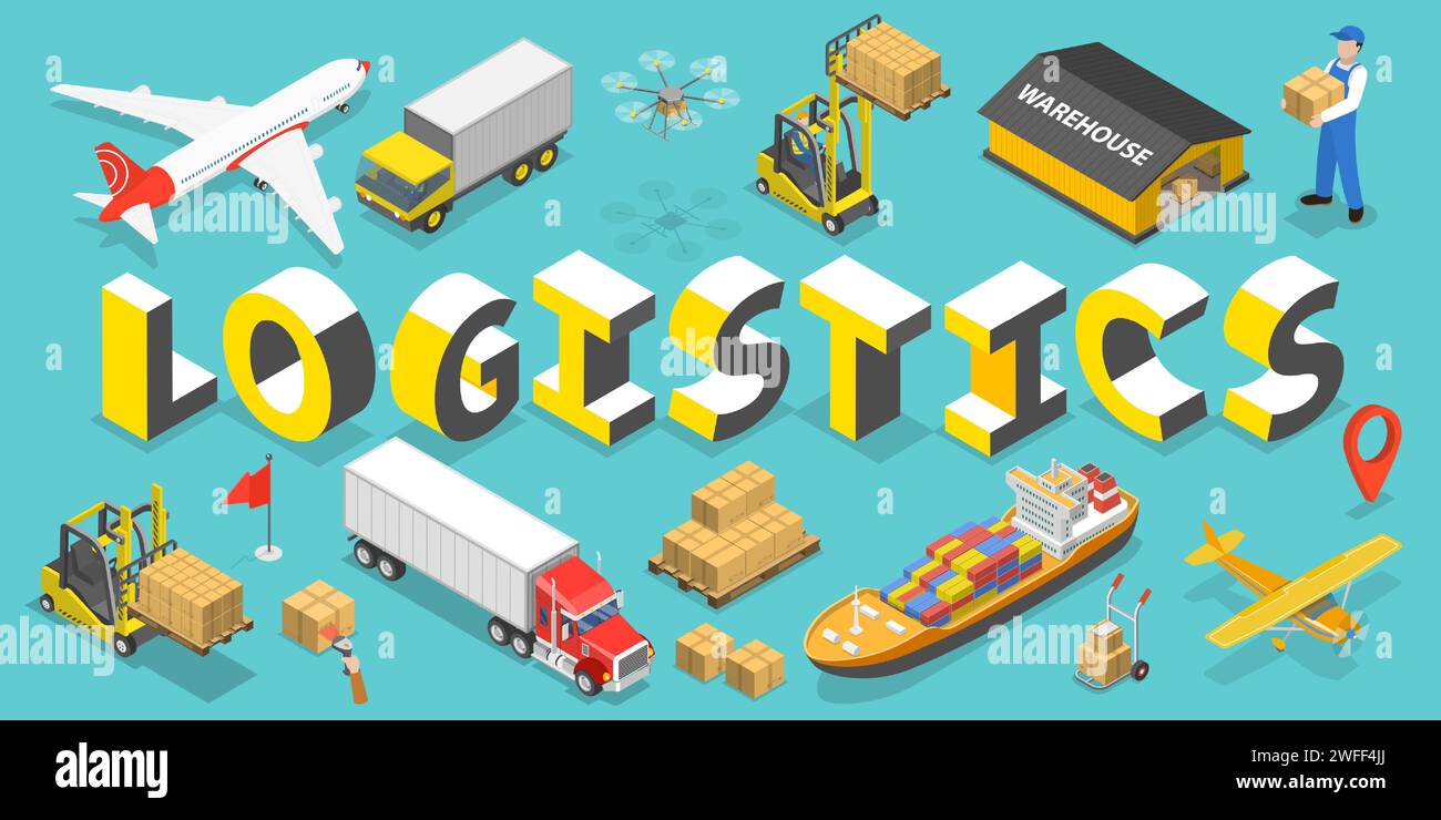 3D Isometric Flat Vector Conceptual Illustration of Global Logistics ...