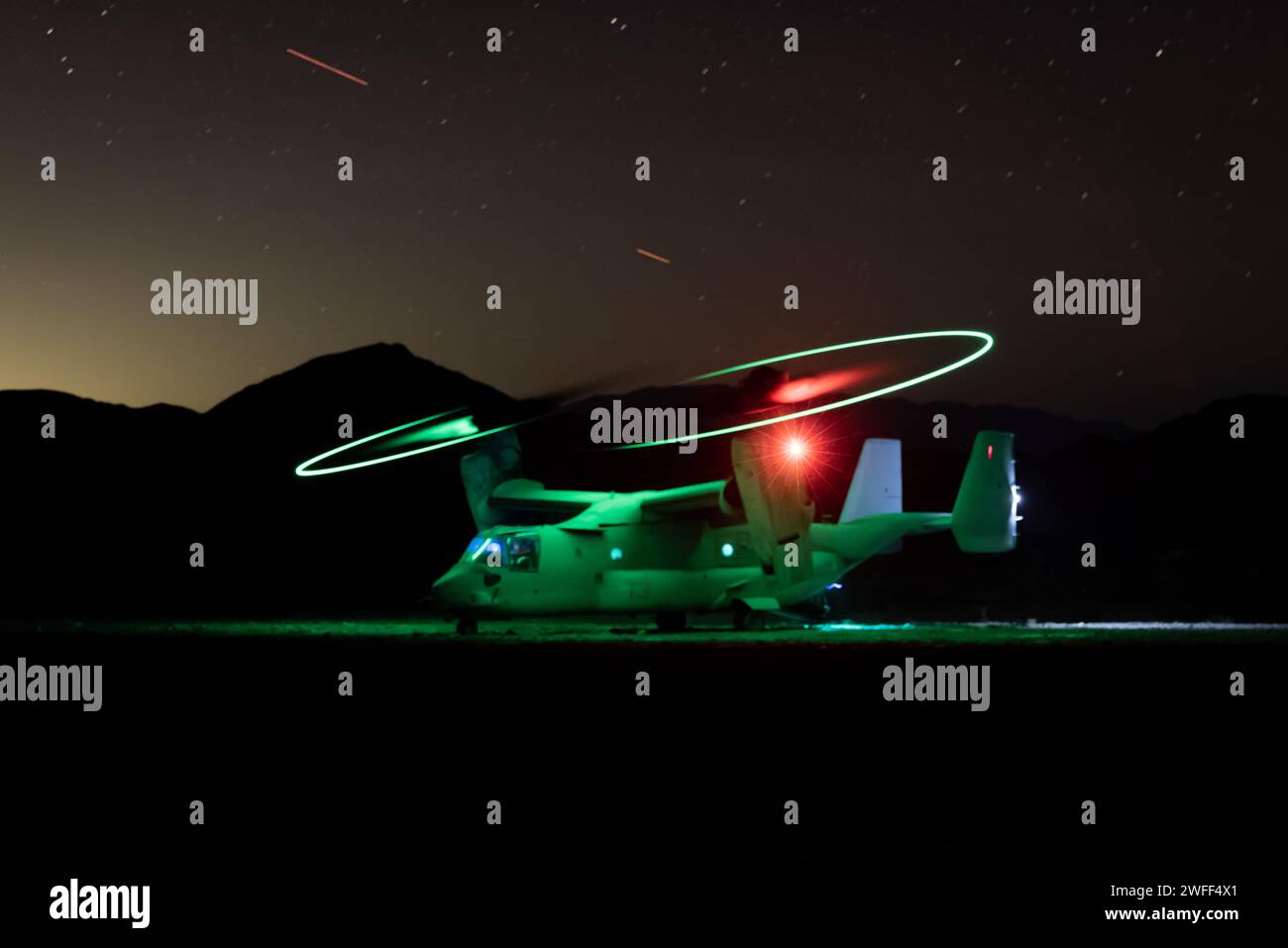 A U.S. Marine Corps MV-22B Osprey tilt-rotor aircraft assigned to ...