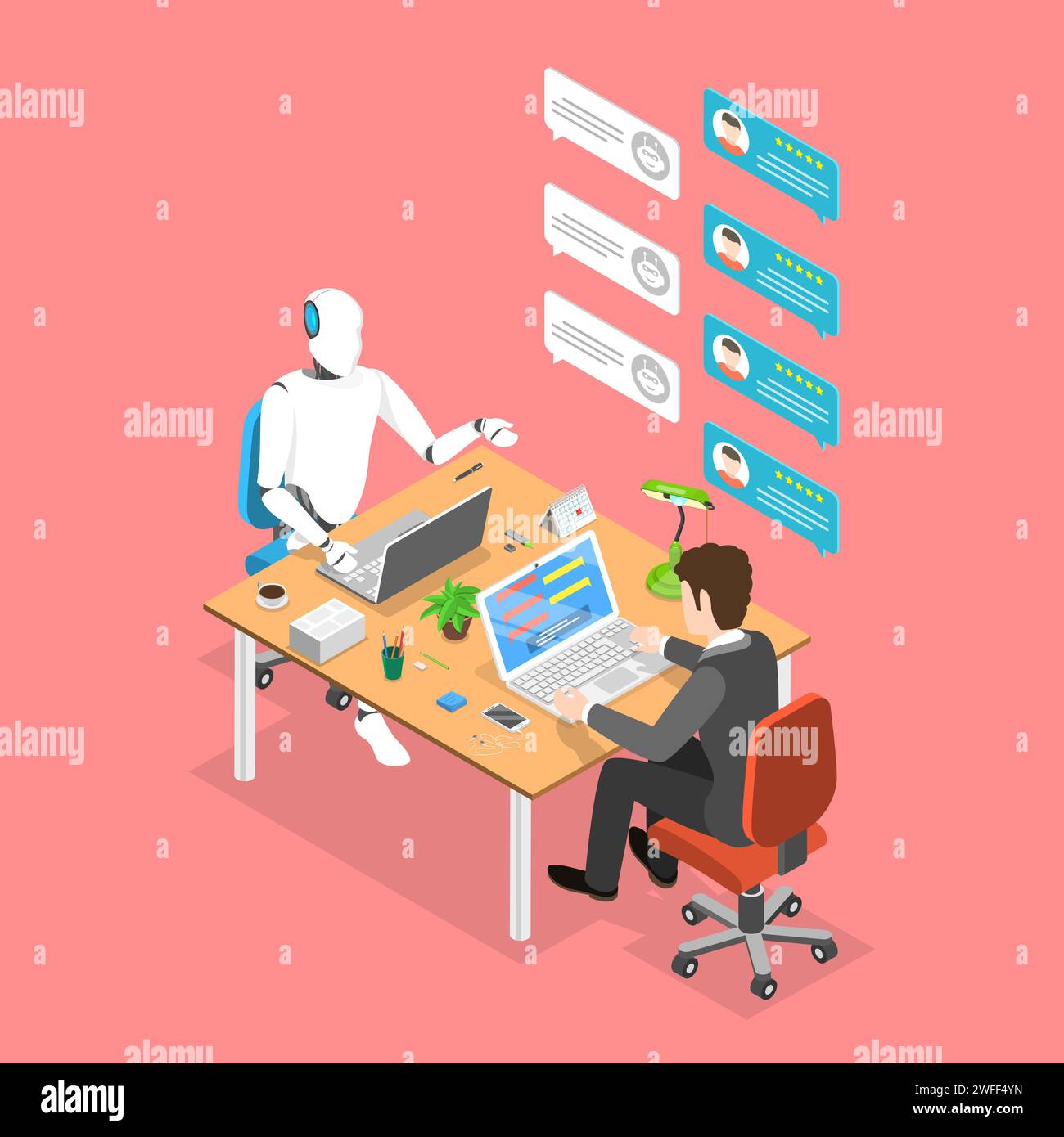 Flat Isometric Vector Concept Of Chatbot Ai Artificial Intelligence