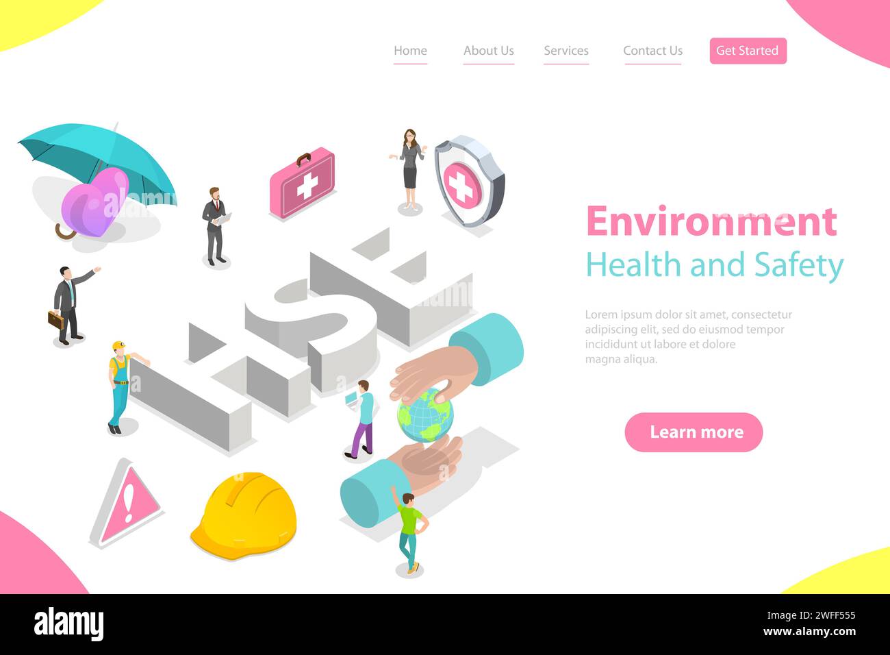 Isometric Flat Vector Landing Page Concept of HSE, Practical Aspects of ...