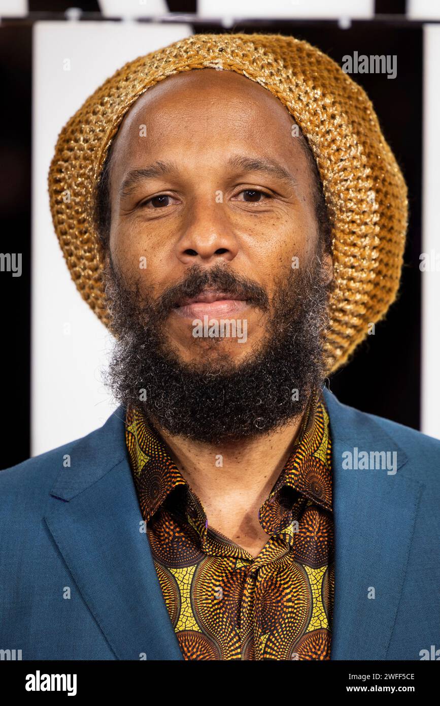 Ziggy Marley poses for photographers upon arrival at the premiere of the film 'Bob Marley: One ...