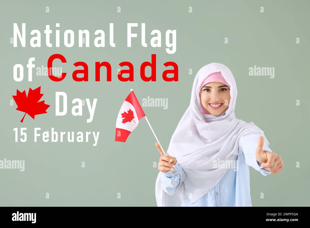 Festive banner for National Flag of Canada Day with Muslim woman Stock ...