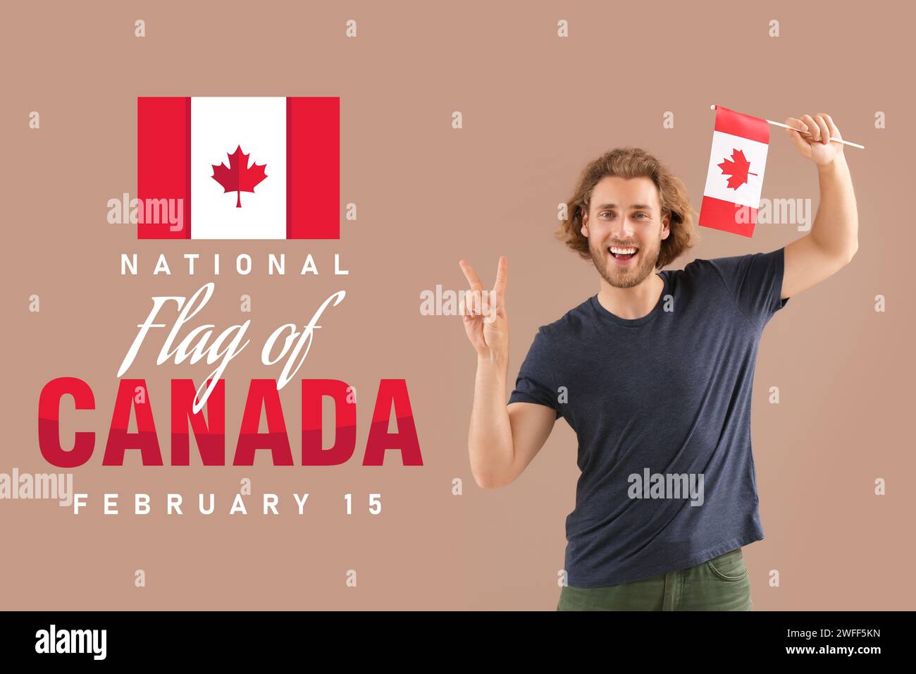 Festive banner for National Flag of Canada Day with young man Stock ...