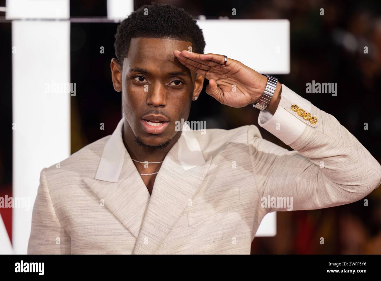 Micheal Ward poses for photographers upon arrival at the premiere of ...