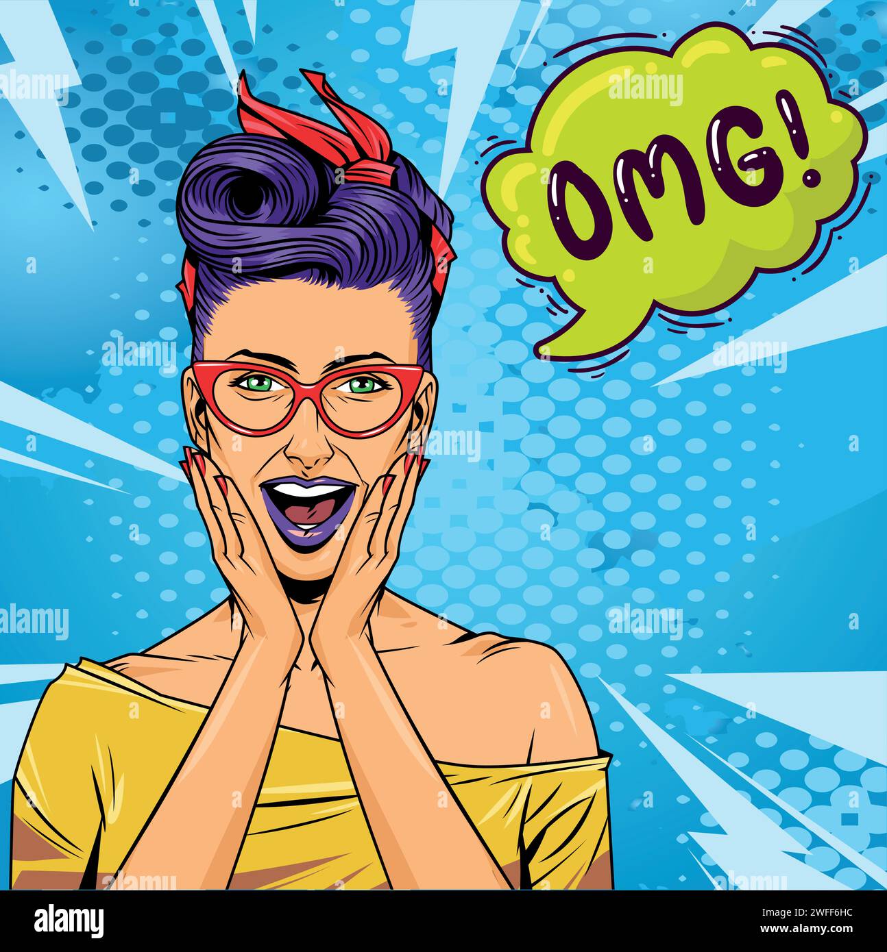 beautiful woman Wow pop art style vector image Stock Vector Image & Art ...