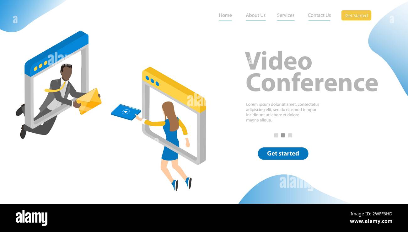 3D Isometric Flat Vector Conceptual Illustration of Video Conference and Online Meeting Stock ...