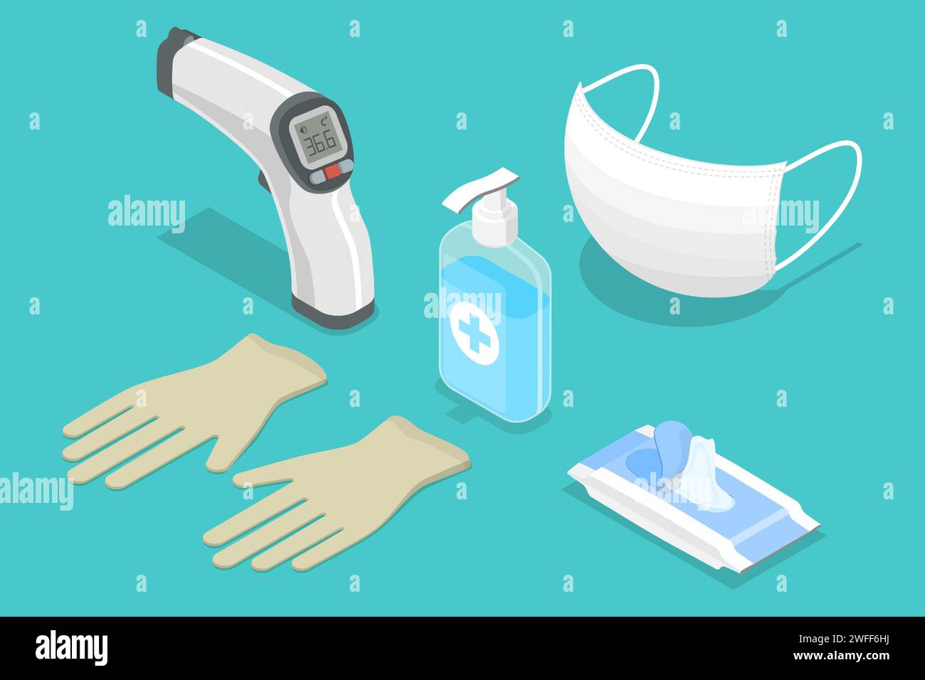 3D Isometric Flat Vector Illustration Covid 19 Minimal Protective ...