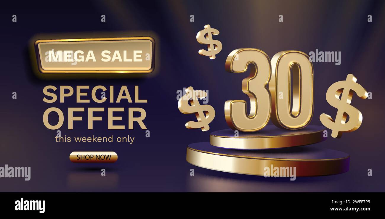 Coupon special voucher 30 dollar, Check banner special offer. Vector ...