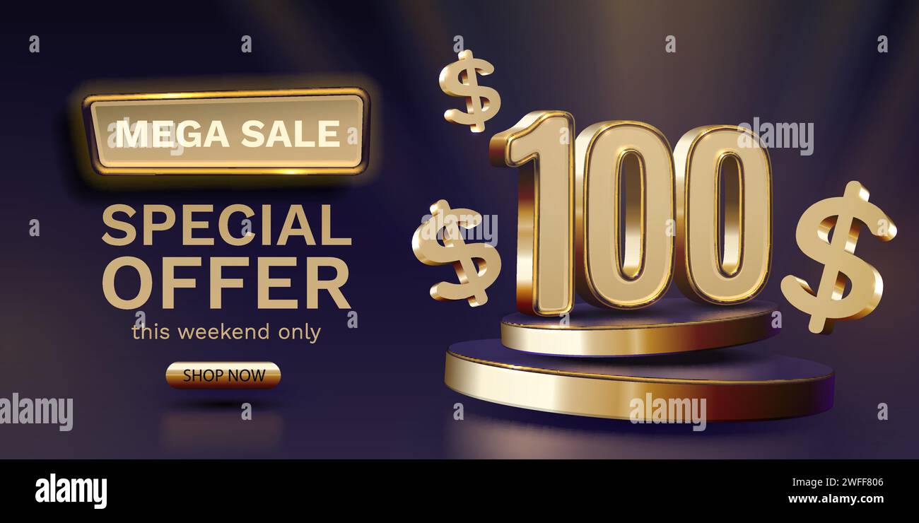 Coupon special voucher 100 dollar, Check banner special offer. Vector ...