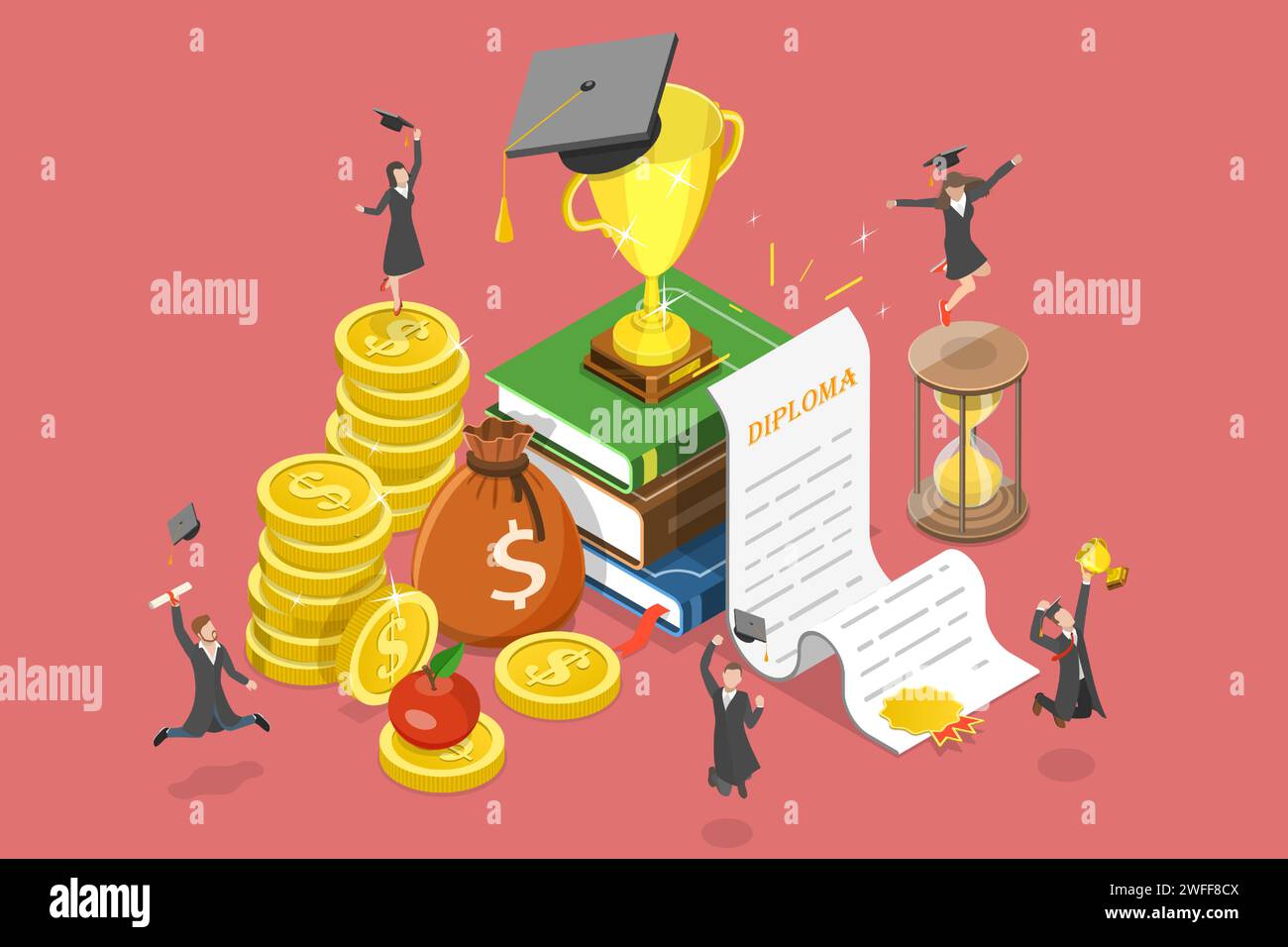 3D Isometric Flat Vector Conceptual Illustration of Money Savings for ...