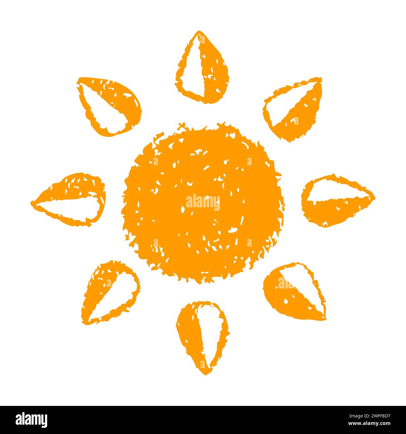 Hand painted sun symbol, hand drawn with crayon Stock Vector Image ...