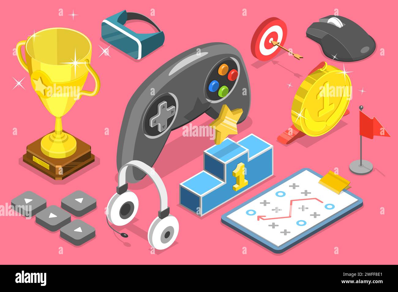 3D Isometric Flat Vector Conceptual Illustration of eSport Competition ...